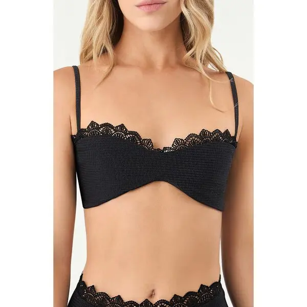 BOAMAR Bondy Lace Trim Swim Top - Black