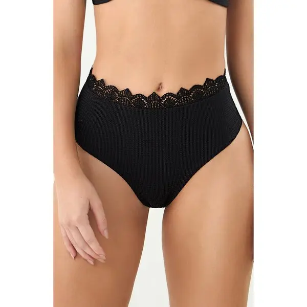 BOAMAR Patma Lace High Waist Bikini Bottom - Black