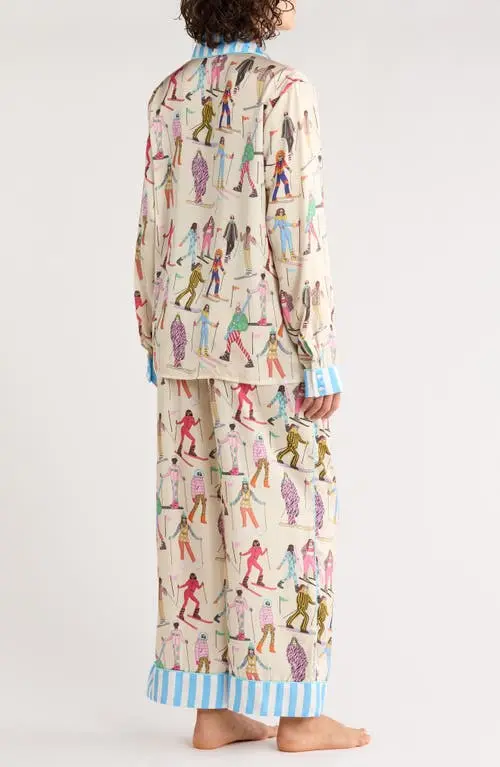 KAREN MABON Skiing Print Long Pajamas