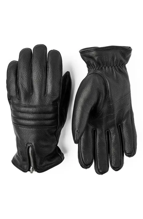 HESTRA Keith Leather Gloves - Black