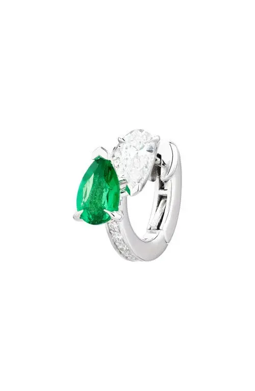 REPOSSI Serti Sur Vide Single Hoop Earring - White Gold/emerald