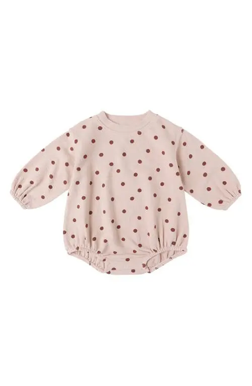 RYLEE + CRU Polka Dot Stretch Cotton Knit Romper - Blush