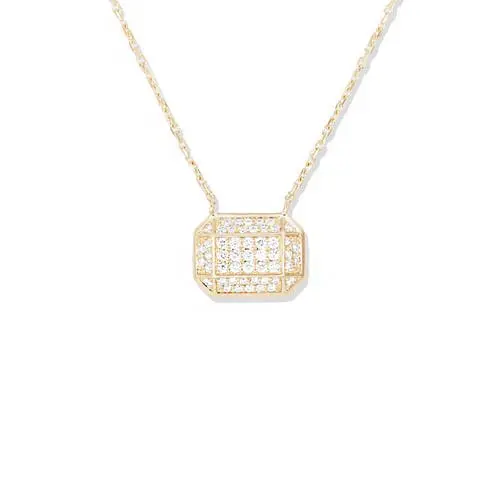 CAMPBELL + CHARLOTTE Spark Emerald Cut Charm Necklace - Diamond-gold