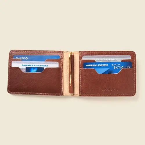 CASUPO Bifold Money Clip Wallet - Chocolate