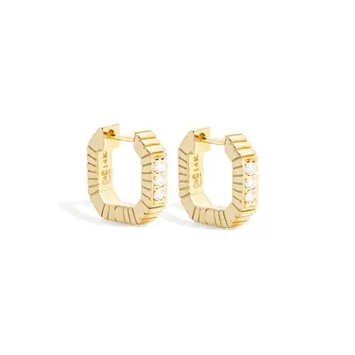 CAMPBELL + CHARLOTTE Spark Octagon Huggie Earrings - Diamond-gold