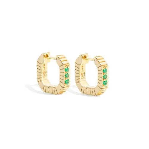 CAMPBELL + CHARLOTTE Spark Octagon Huggie Earrings - Emerald-gold