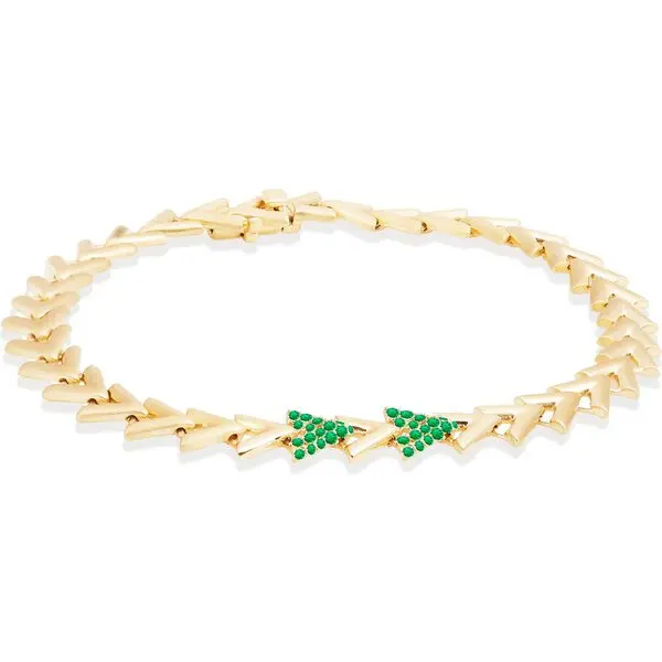 CAMPBELL + CHARLOTTE Spark Chevron Link Bracelet - Emerald-gold