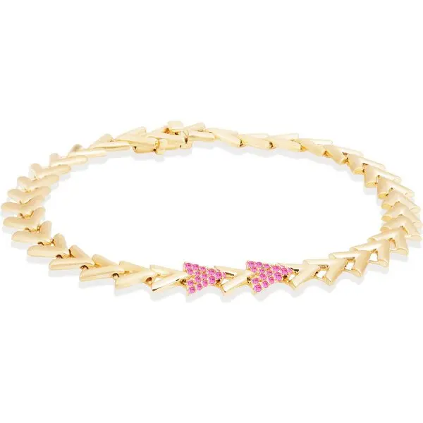 CAMPBELL + CHARLOTTE Spark Chevron Link Bracelet - Pink Sapphire-gold