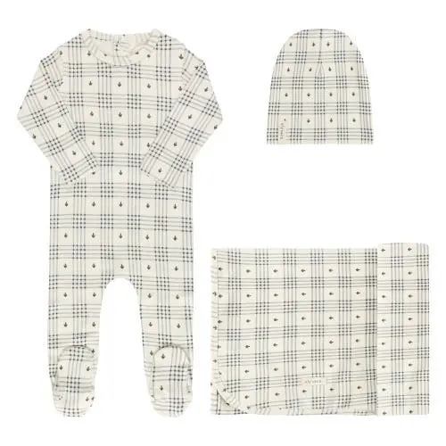 ELY'S & CO. Cotton Floral Plaid Collectiontake Me Home Set - Ivory/blue
