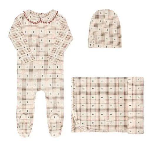 ELY'S & CO. Cotton Floral Plaid Collectiontake Me Home Set - Ivory/pink