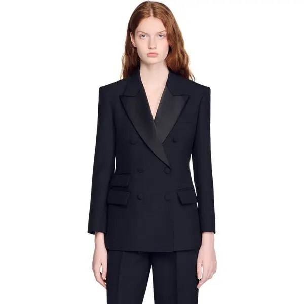 Sandro Tuxedo Jacket With Satin Collar