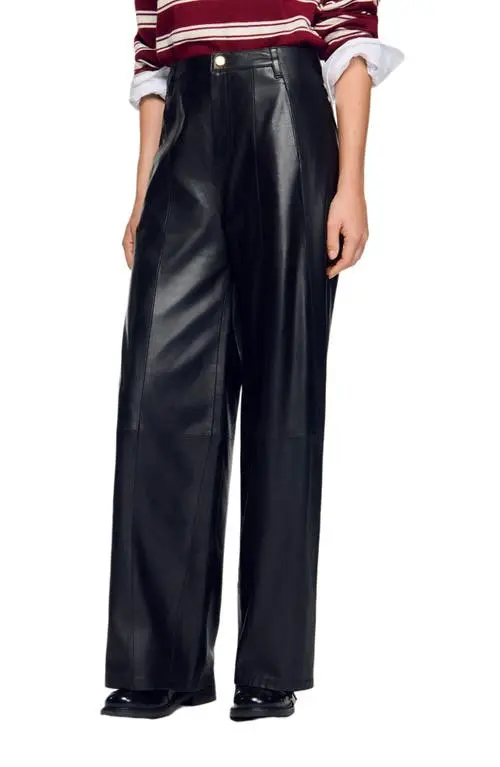 Sandro Wide-leg Leather Trousers