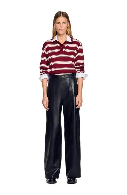 Sandro Wide-leg Leather Trousers