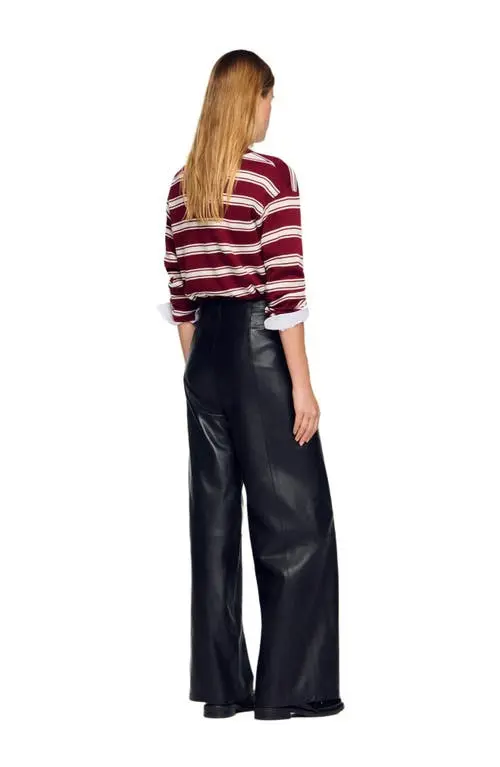 Sandro Wide-leg Leather Trousers