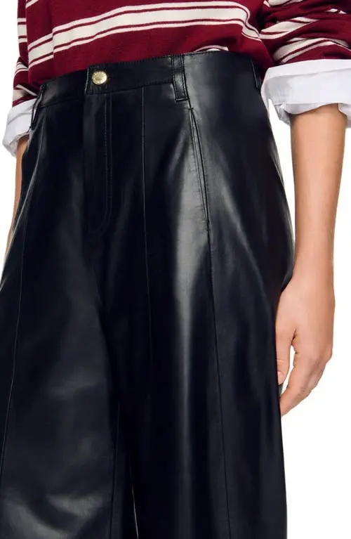 Sandro Wide-leg Leather Trousers