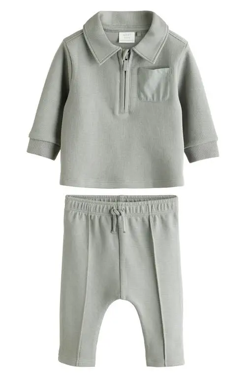 NEXT Half Zip Polo & Pleated Pants Set