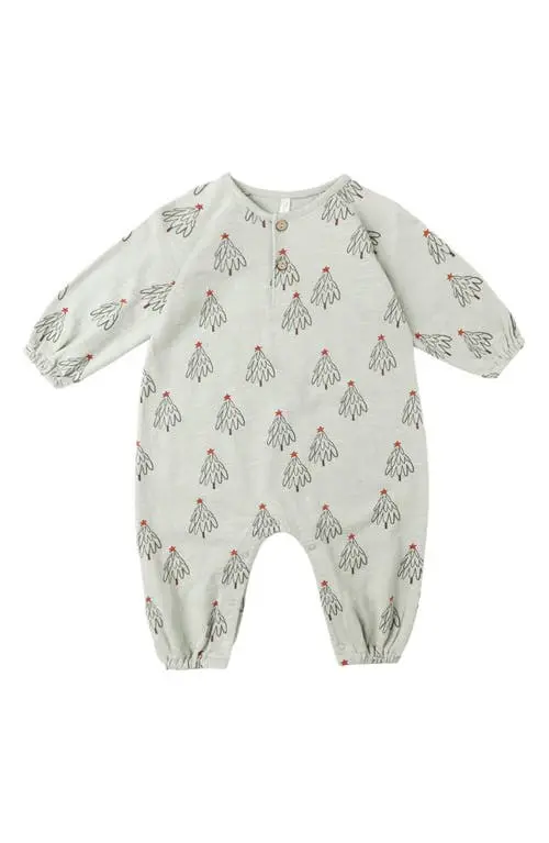 QUINCY MAE Christmas Tree Print Romper - Pistachio