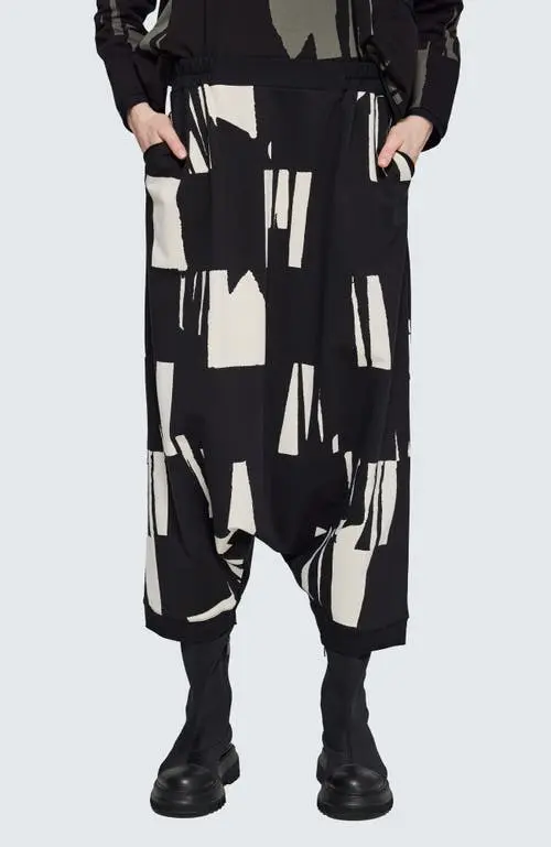 LUUKAA Printed Balloon Pants - Ivory Black