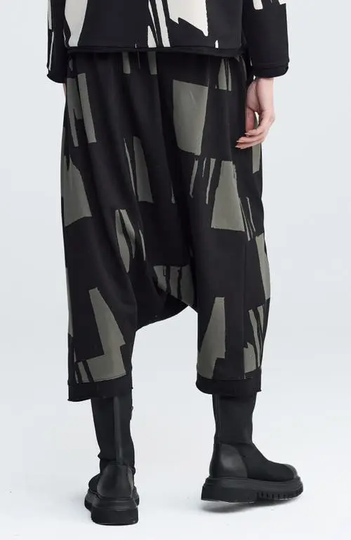 LUUKAA Printed Balloon Pants - Khaki Black