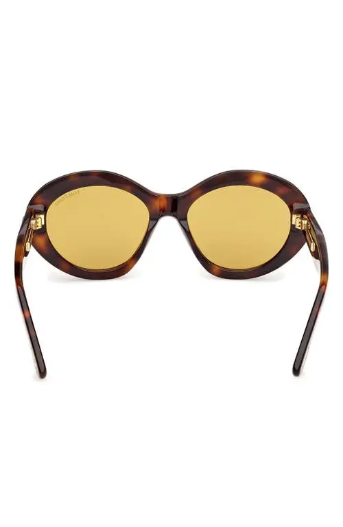 TOM FORD 55mm Oval Sunglasses - Havana/baguette Vicuna