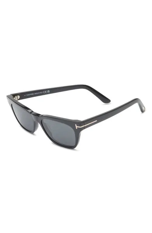 TOM FORD Penn Rectangular Sunglasses - Shiny Black/smoke Lens