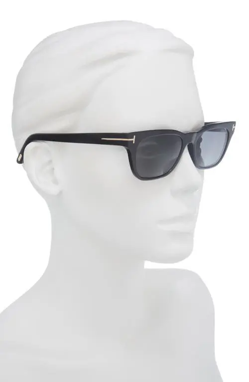 TOM FORD Penn Rectangular Sunglasses - Shiny Black/smoke Lens