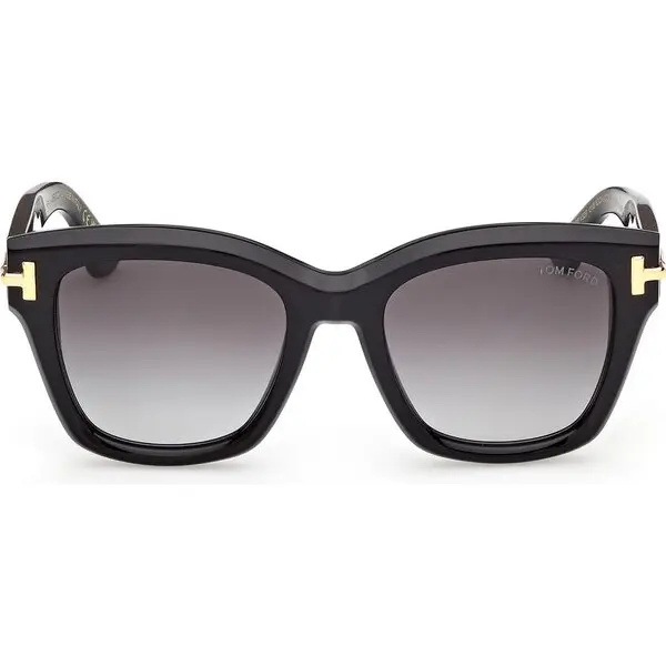 TOM FORD 53mm Butterfly Sunglasses - Black/baguette/smoke Lens