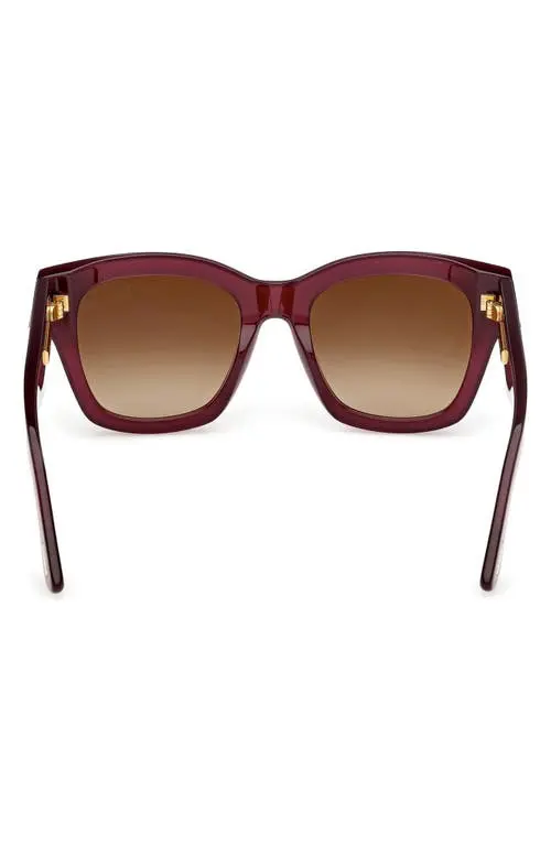 TOM FORD 53mm Butterfly Sunglasses - Dark Plum/baguette/brown