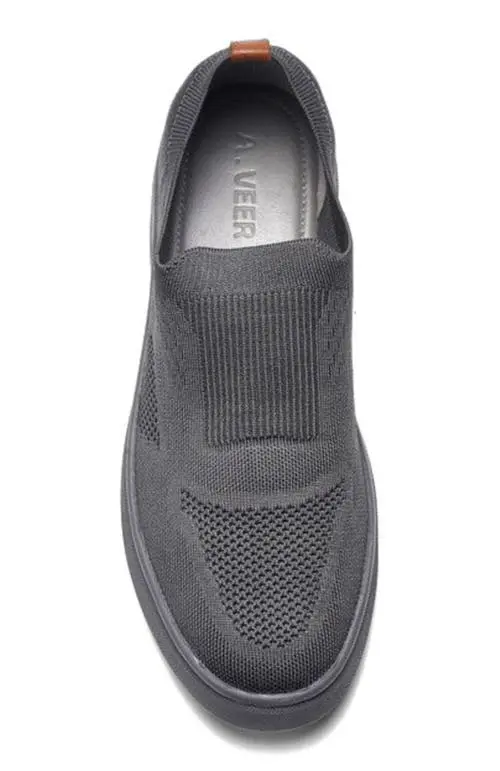 A. VEER Drift Knit Slip-on Sneakers - Grey Leather