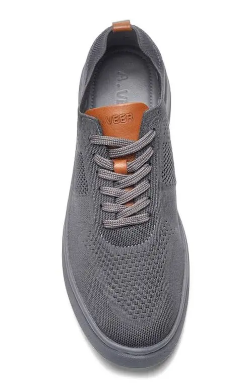A. VEER Stride Knit Lace-up Sneakers - Grey Leather