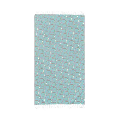 RAMUS & CO Oversized 37" X 71" Preppy Turkish Beach Towel By - Aqua Reef