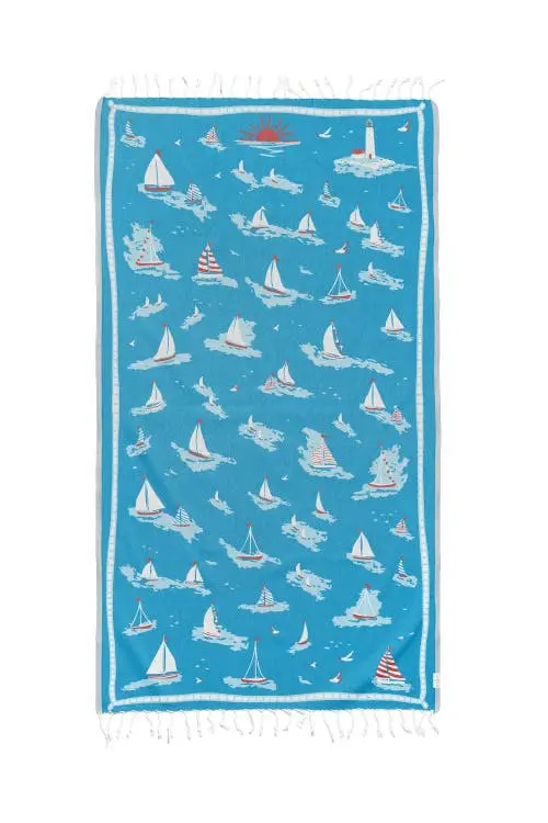 RAMUS & CO Oversized 37" X 71" Preppy Turkish Beach Towel By - Regatta