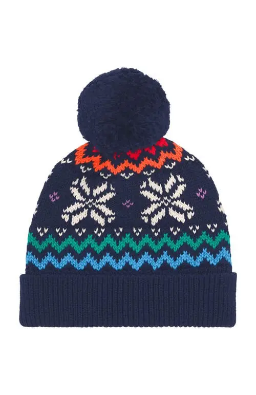 PRIMARY Baby Rainbow Snowflake Fair Isle Beanie - Navy Snowflake Fair Isle