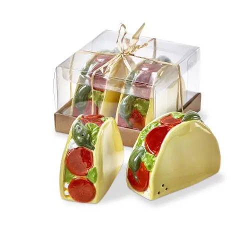 TAG Taco Ceramic Decorative Salt And Pepper Shaker Set - Multicolored