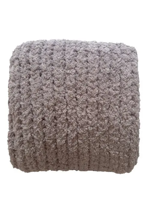 Anaya Oversized Plush Chenille Sweater Throw - Dusk Taupe