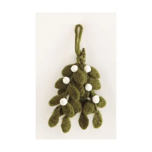 TAG Mistletoe Felt Ornament Christmas Tree Decoration - Green