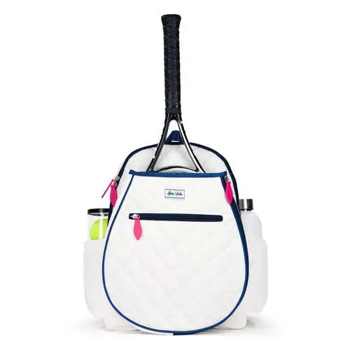 AME & LULU Jr. Love Tennis Backpack - Quilted White/navy/pink