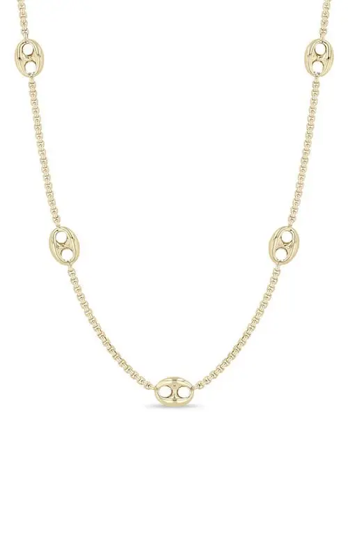 Zoe Chicco 14k Gold Mariner Station Chain Necklace - 14k Yellow Gold