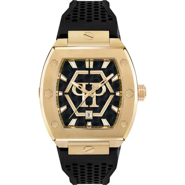 Philipp Plein The Hexagon Phantom Strap Watch - Ip Yellow Gold