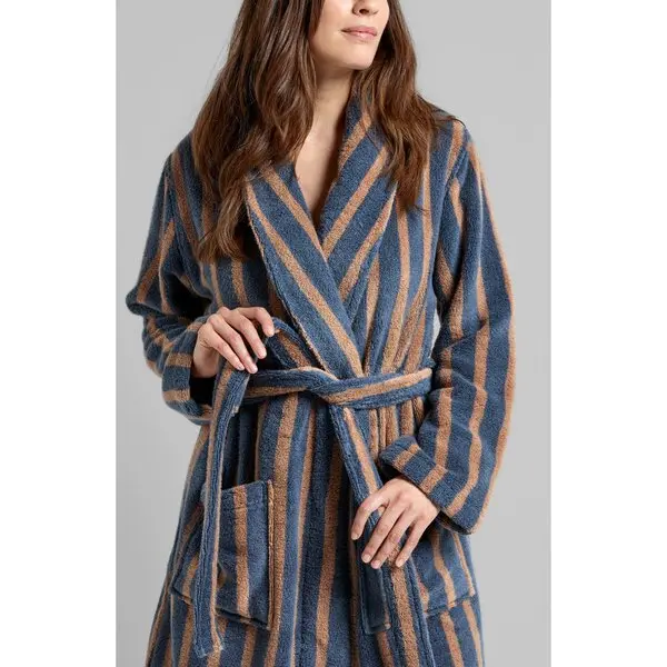 PARACHUTE Stripe Terry Cloth Robe - Dusk And Adobe