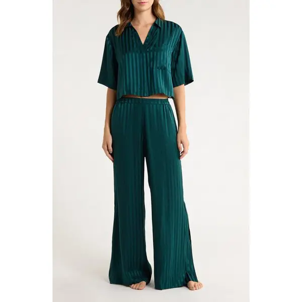 Lunya Stripe Jacquard Washable Silk Pajamas - Dusk Cyp Jq
