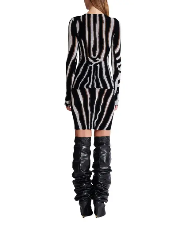 Balmain Zebra-print Velvet Bodycon Top
