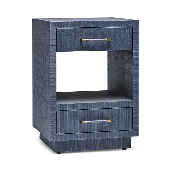 INTERLUDE HOME Taylor Small Bedside Chest - Navy/antique Brass