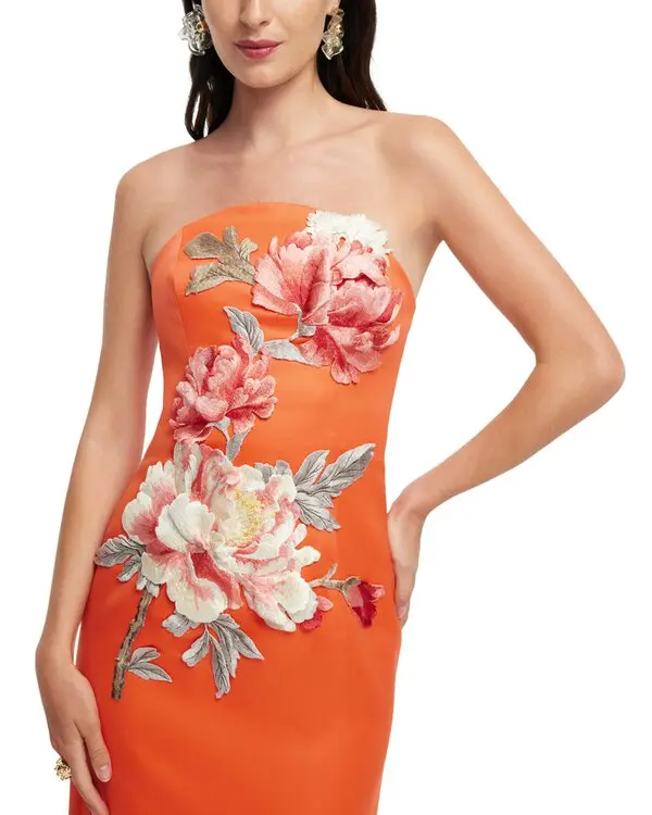LEO LIN Ava Applique Floral Bustier Maxi Dress - Saffron