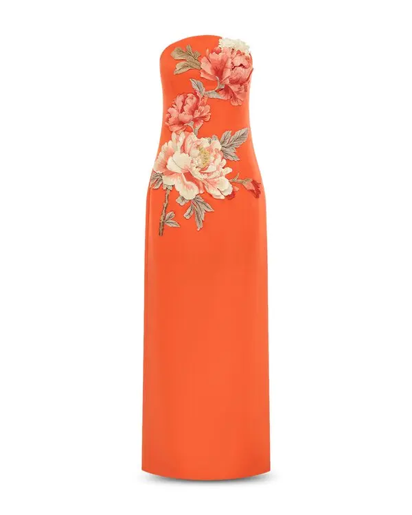 LEO LIN Ava Applique Floral Bustier Maxi Dress - Saffron
