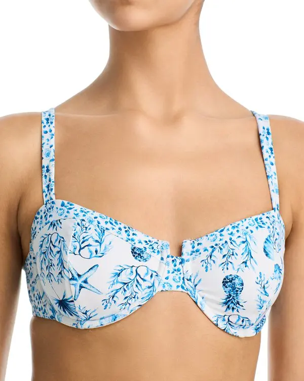 Aqua Underwire Bikini Top - White Multi