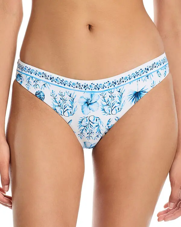 Aqua Printed Basic Bikini Bottom - White Multi