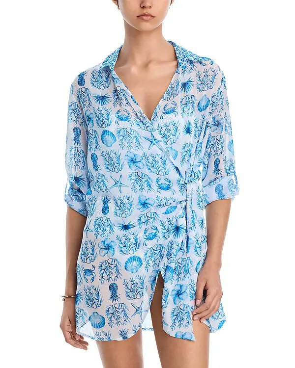 Aqua Printed Swim Cover-up - White Multi