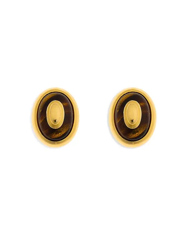 BEN-AMUN Tortoiseshell Oval Clip On Earrings - Gold