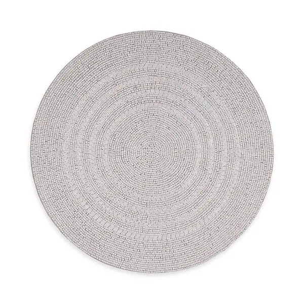 AMAN IMPORTS Ivory Beaded Round Charger - White